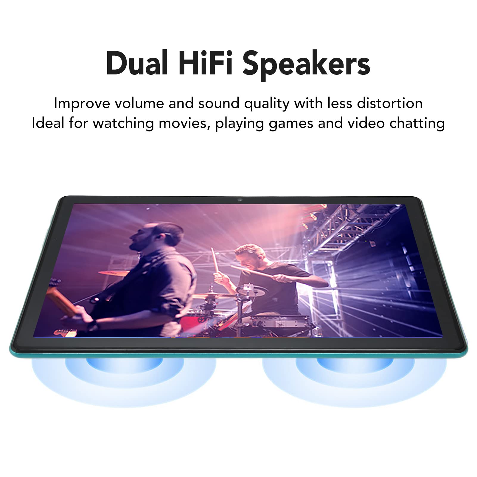 10.1in Smart Tablet, 5GWiFi 8GB 128GB Octa Core Tablet, Portable 8800mAh IPS Touch Screen HD Tablet for Home, School, Office 100‑240V Green