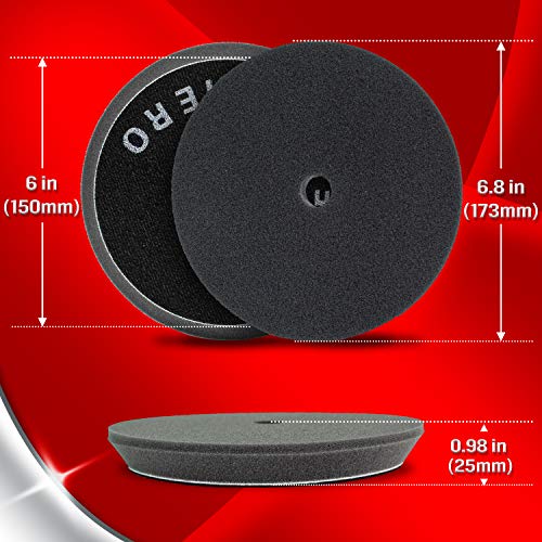 3pcs 6 inch Polishing Pads, 6'' Orbital Buffing Pads Hook and Loop Foam Buffer Pad Set for Sanding, Compounding, Polishing and Waxing, 6'' (150mm) Backing Plate