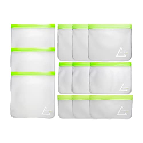 12 Pack Food Storage Bags - Durable & Reusable Food Storage Bags with Zipper Closure - BPA Free, & Leak Proof Zip Lock Bag for Sandwiches, Snacks, Gallons - Size 8.66" x 8.66" safe