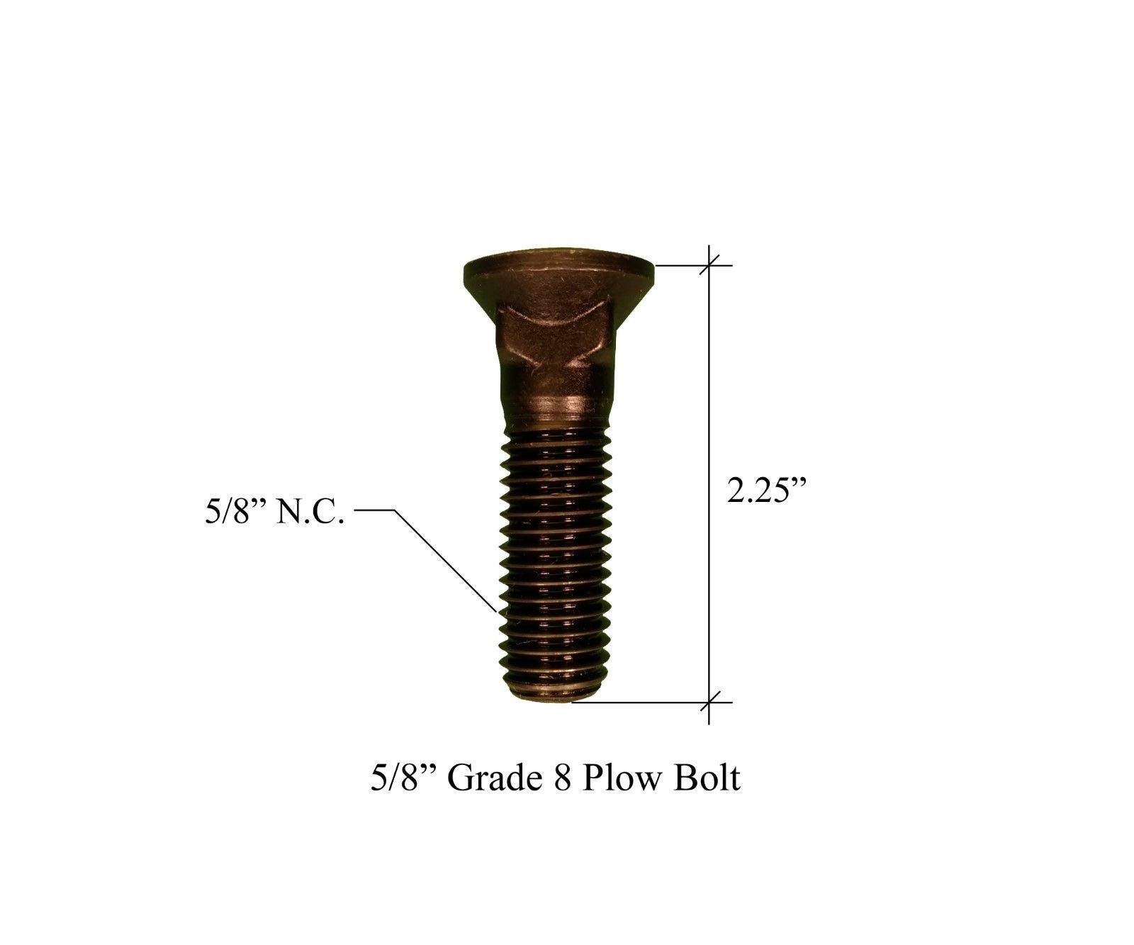 11 - Plow Bolts & Nuts for Blades/Cutting Edges, 5/8 x 2 1/2 - Grade 8, Dome Head