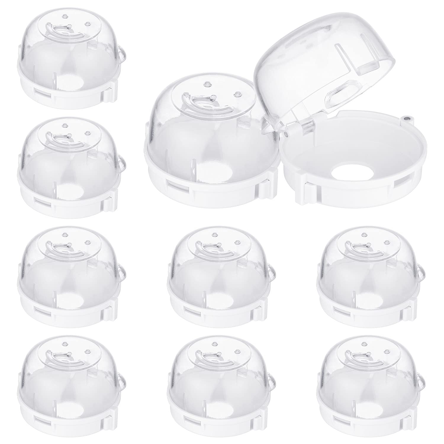 Arriveok 8 Pcs Gas Stove Knob Covers, Baby Oven Lock Kitchen Safety Guards Child Proof Knob Covers Stove Top Protector with Self Adhesive Tape (White)