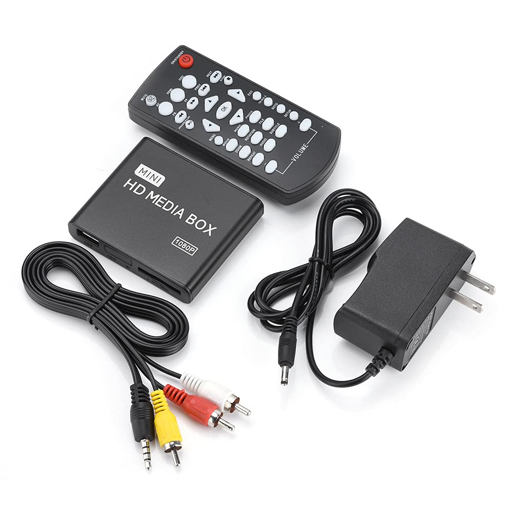 1080P Full-HD Digital Media Player, HDMI/AV/VGA Output, 7.1 Surround Sound, HDMI Media Player with Remote Control, 1080P HDMI TV Media Player for USB MMC RMVB MP3 AVI MKV(US Plug)