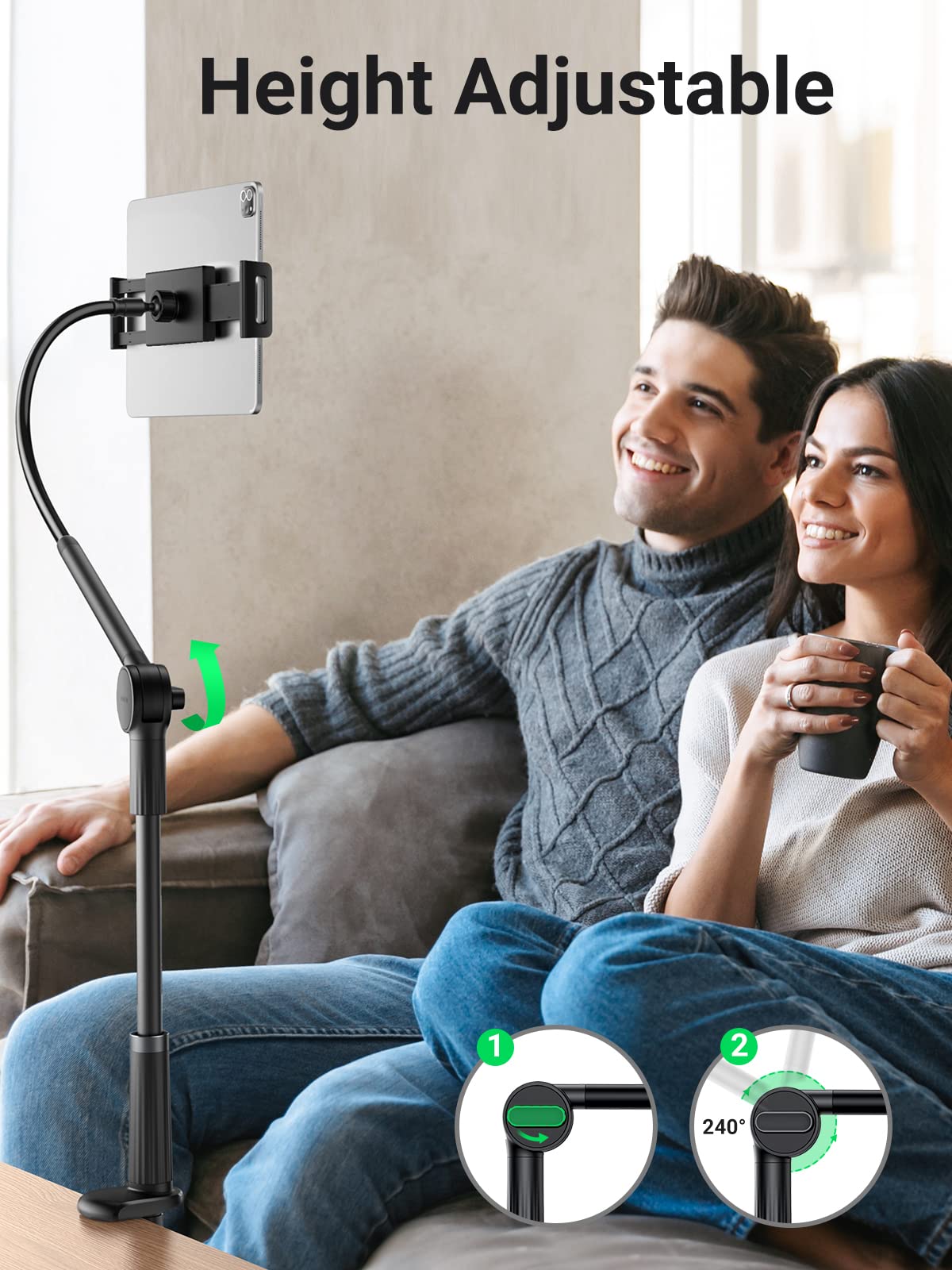 UGREEN Arm, Gooseneck, Swivel Tablet Stand for Apple iPad Pro, iPhone 6
