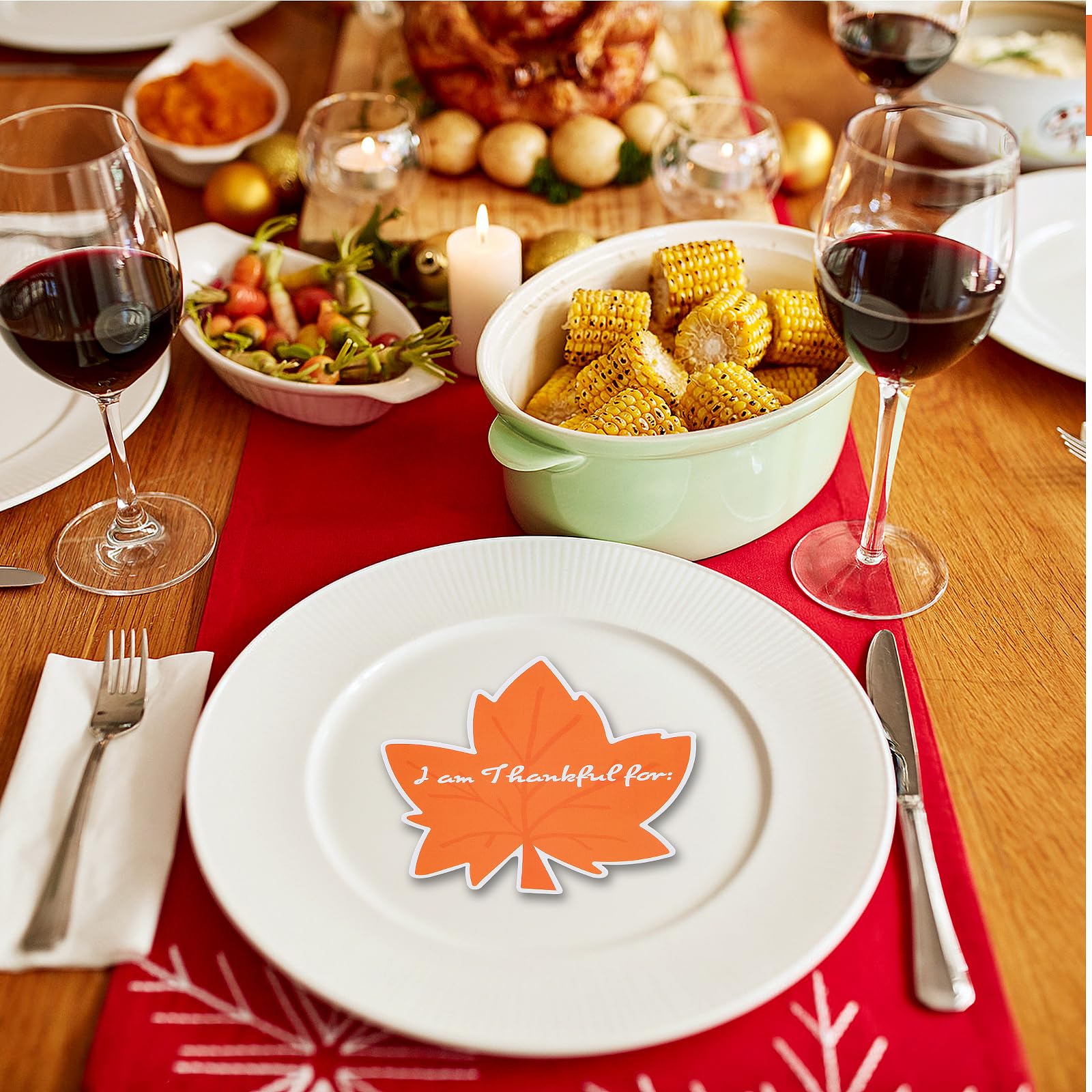 100PCS Thanksgiving Table Place Cards I am Thankful for Cards Maple Leaf Cutouts for Making Thanks Projects and Fall Thanksgiving Party Favors