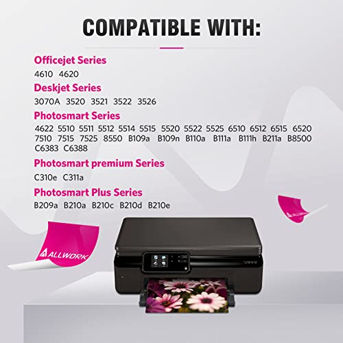 ALLWORK Compatible 564 XL Ink Cartridge Replacement for HP 564XL Combo Pack for HP Officejet 4610 4620 Deskjet 3070A 3521 Photosmart 7510 7525 6515 6510 5520 5510 4622 3520 B209a C6388 (4K/2C/2M/2Y)