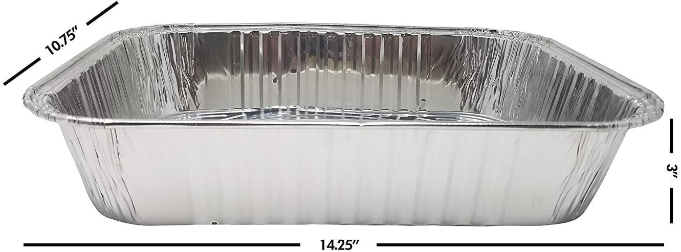 14" x 10" x 3" Aluminum Oblong Baking Pans 3” Deep Pans for Big Meals – Super Strong Foil Baking Tins - Ideal for Roasting Poultry, meats, Lasagna, Barbeques, Cakes and More (5)