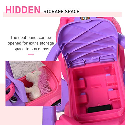 Aosom 3 in 1 Push Cars for Toddlers Kid Ride on Push Car Stroller Sliding Walking Car with Horn Music Light Function Secure Bar Ride on Toy for Boy Girl 1-3 Years Old Pink
