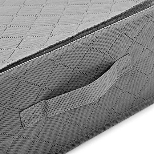 Apstour Under Bed Clothes Organizer Large Adjustable Dividers Storage Bag with Durable Fabric, Reinforced Handle, 4 Clear Window for Clothing, Shoes, Blankets, Sweaters, Toys (grey, 2)