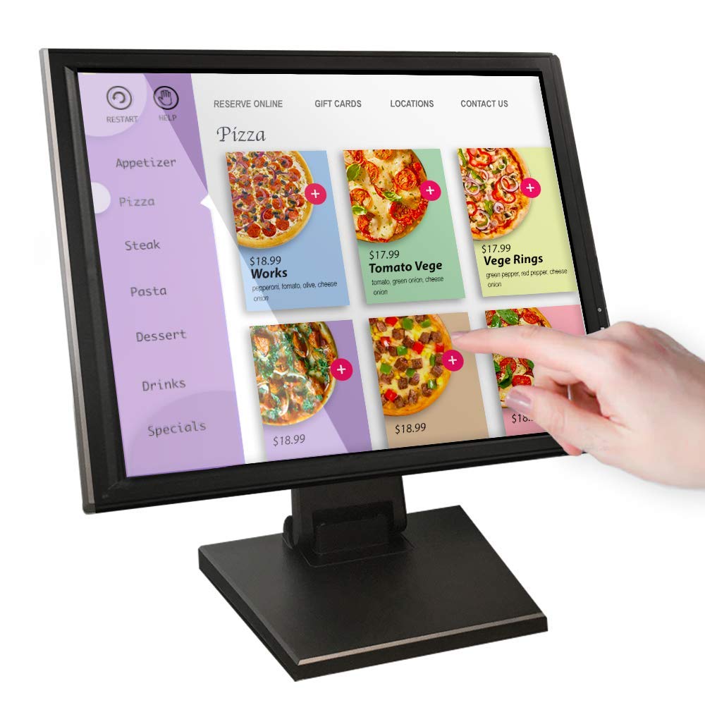 17-inch HDMI Resistive Touch Screen POS LED Monitor with VGA and HDMI Port and Cable, for Office, Retail, Restaurant, Bar, Gym, Warehouse