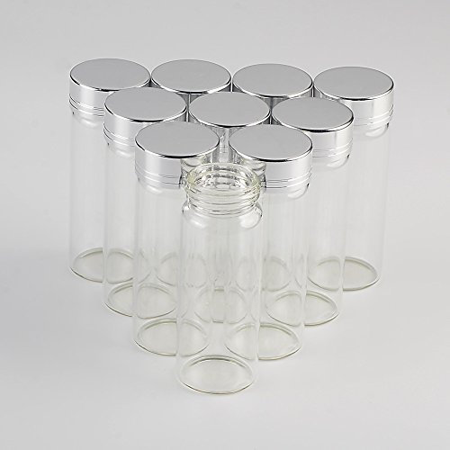 12units 30x80mm Empty Jars Glass Bottle with Aluminium Silver Color Screw Cap 40mlSealed Liquid Food Gift Container (12, 40ML-Silver Lid)