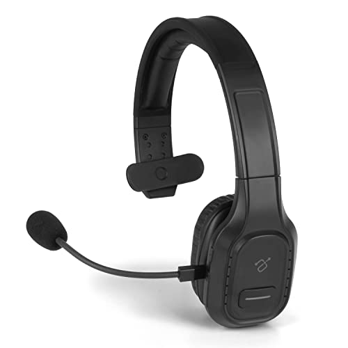 Aluratek Wireless Bluetooth 5.0 Headset with Noise Cancelling Boom Mic, for Car, Truck Driver, Business, School, Home Office, Cell Phones, PC & MAC, 34Hrs Talk Time (ABHM100F), Black
