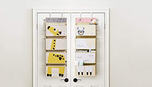3 Sprouts Over The Door Baby Organizer - Essential Newborn Nursery Storage, Toy Organizer for Room and Closet - Bedroom Storage - Hooks Included, Giraffe