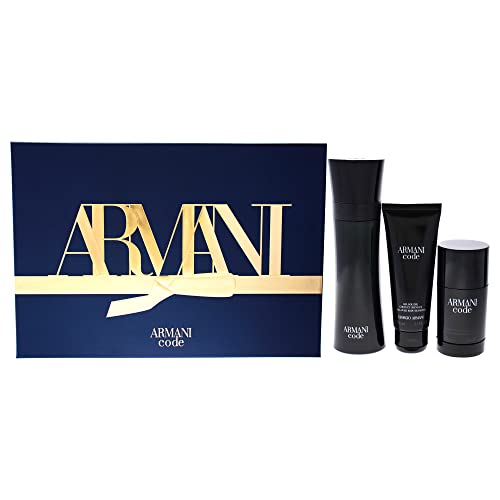Armani Code by Giorgio Armani for Men 3 Piece Set Includes: 4.2 oz Eau de Toilette Spray + 2.5 oz All Over Body Shampoo + 2.6 oz Alcohol Free Deodorant Stick
