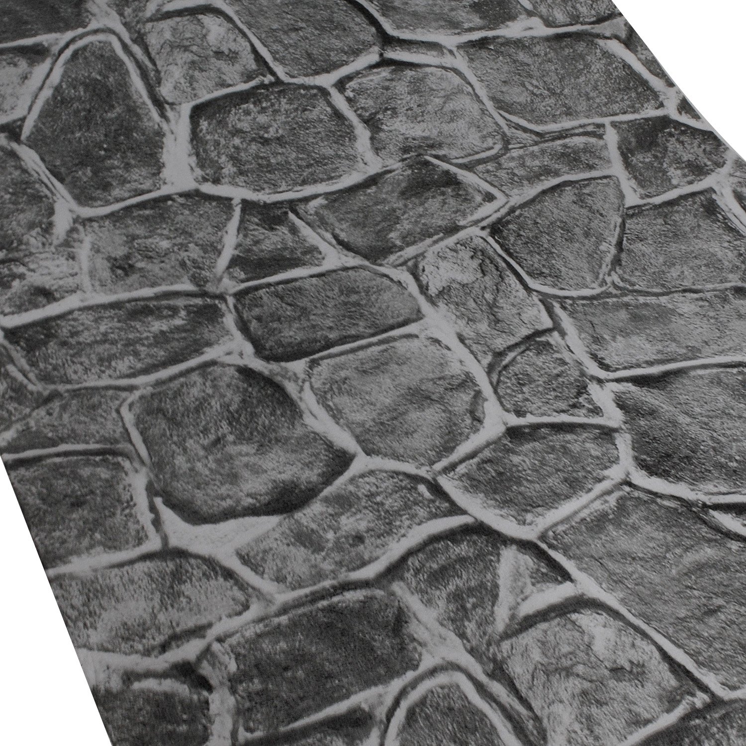 11 Yards Stone Wallpaper Peel and Stick Removable Castle Tower Rustic Contact Paper Self Adhesive Backsplash Wall Panels Decorative for Cabinets Kitchen Dark Grey Fortress