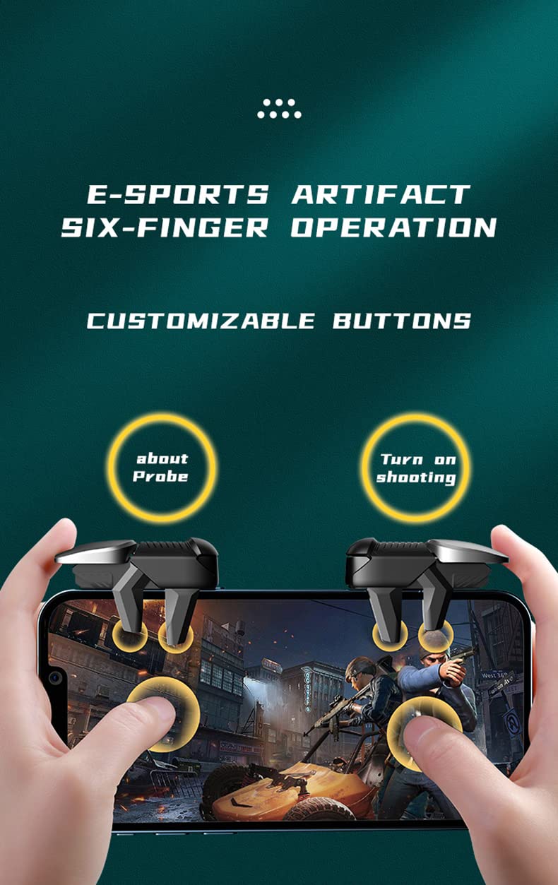 2022 New Model Seven Trees Mobile Game Controller for PUBG/Fornite/Knives Out/Rules of Survival/Call of Duty Gamepad Trigger Aim Button L1R1 L2 R2 Shooter Joystick for iPhone Android iPad Mini 5 Phone Game Pad Accesorios (Blue)