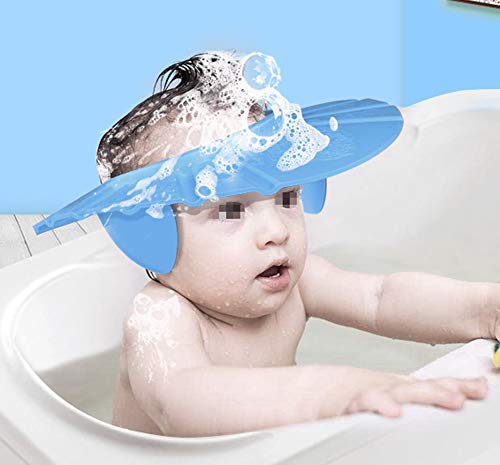 3Pcs Baby Shower Cap Soft Adjustable Bathing Shampoo Hat with Ear Protection Bath Protection Cap Children Wash Hair Sheet Hats (Random Color)