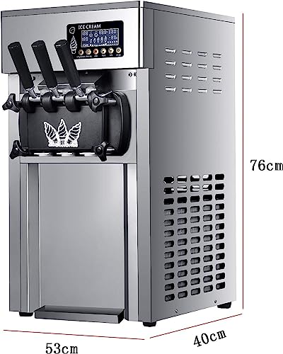 1200W Commercial Soft Serve Ice Cream Maker, 16~18L/H Slushy Ice Cream Machine Professional with LED Display - 3 Tastes, CE/FCC/CCC