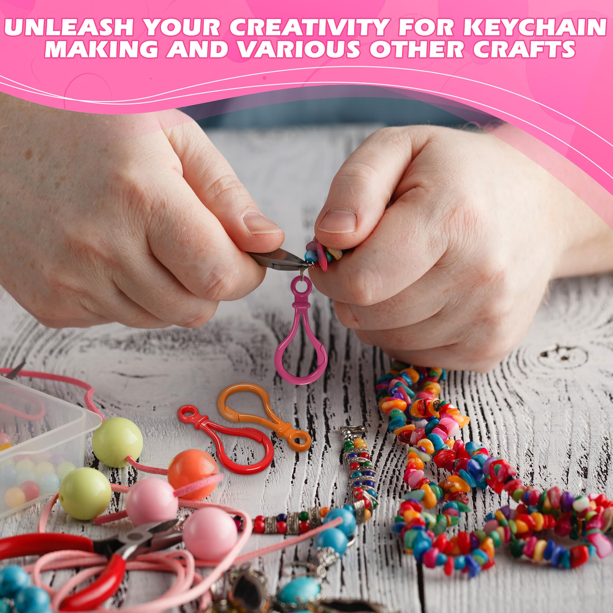 100 Pcs Plastic Keychain Clip - Plastic Lobster Claw Clasps Backpack Keychain Rings Plastic Keychain Clips for Crafts - Key Chain Hooks for Crafts Lanyard Clips and Hooks Plastic Keychains for Crafts