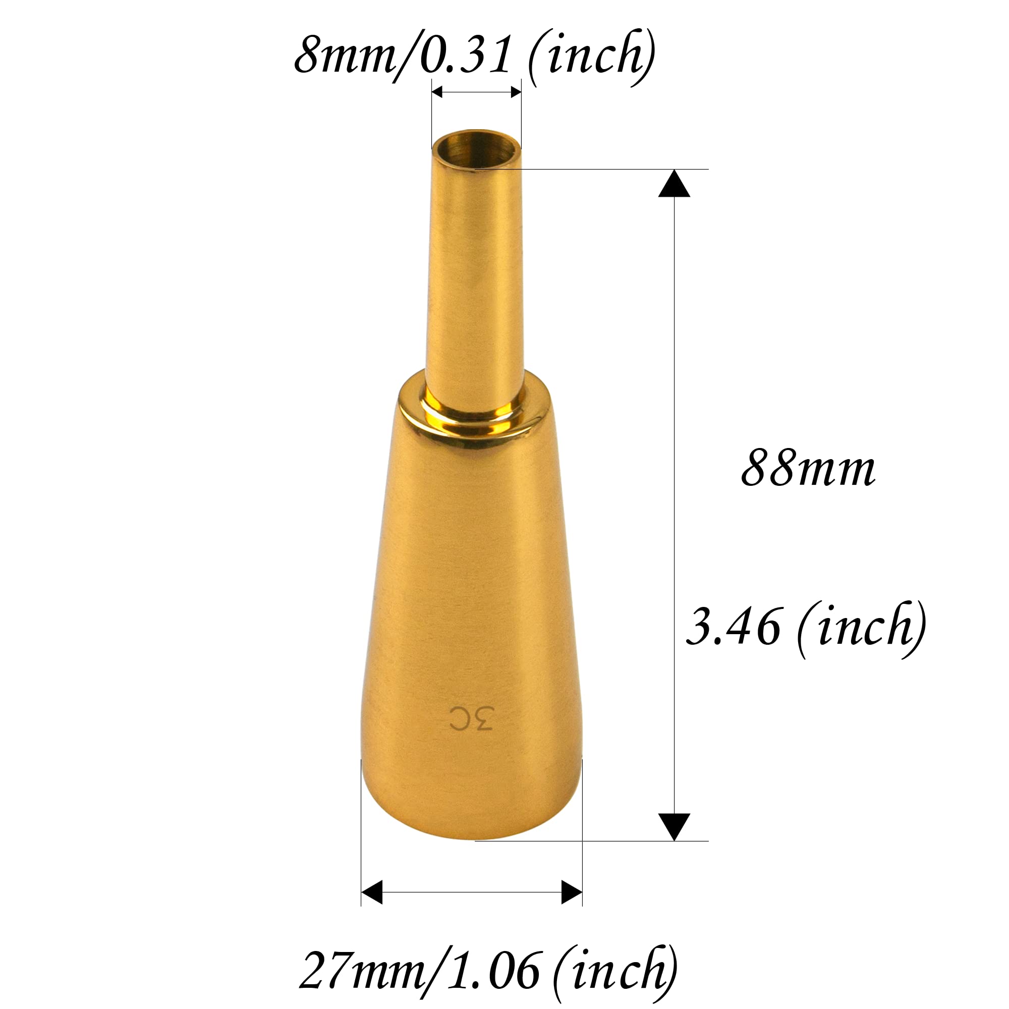 1Pcs Yootones 9.8mm Outer Diameter 3C Heavy-Duty Trumpet Mouthpiece Compatible with Trumpet Accessories (Gold)