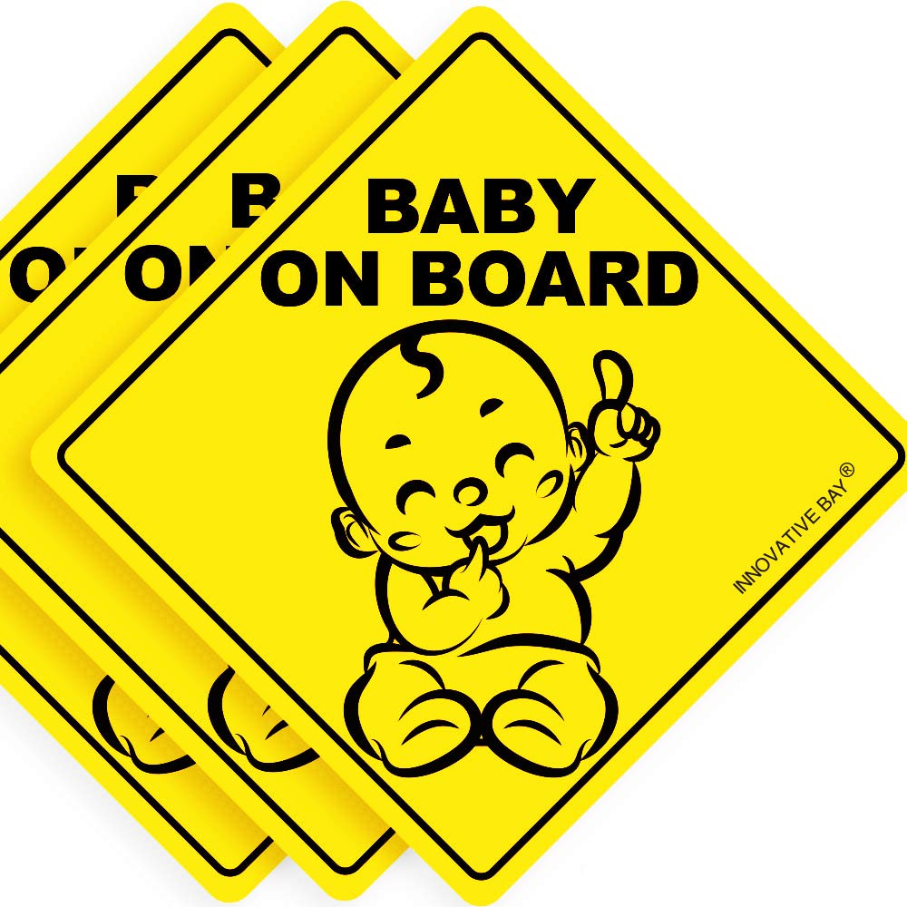 2023 Design- Baby on Board Sticker Sign (3 Pack), Baby Board, Baby car Sticker, Baby car Decal, US Department of Transportation Recommend Color & Shape,Kid Safety, 5”by5” by Innovative Bay