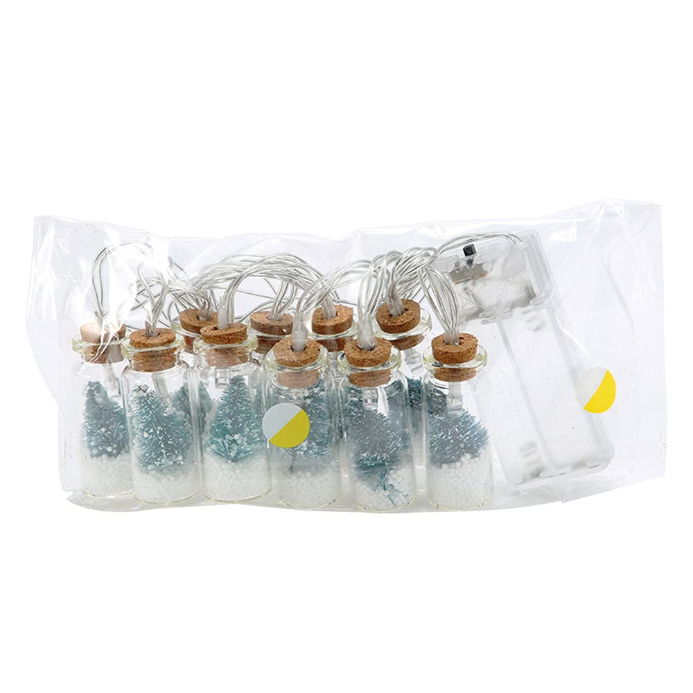 10LED Christmas Decorations Light,Mini Snow Globe Bulb Snowflake Xmas Tree Battery String Lights,Wishing Bottle Decor Indoor Outdoor Fairy Light for Home New Year Party Warm White (A, 4.9FT 10LED)