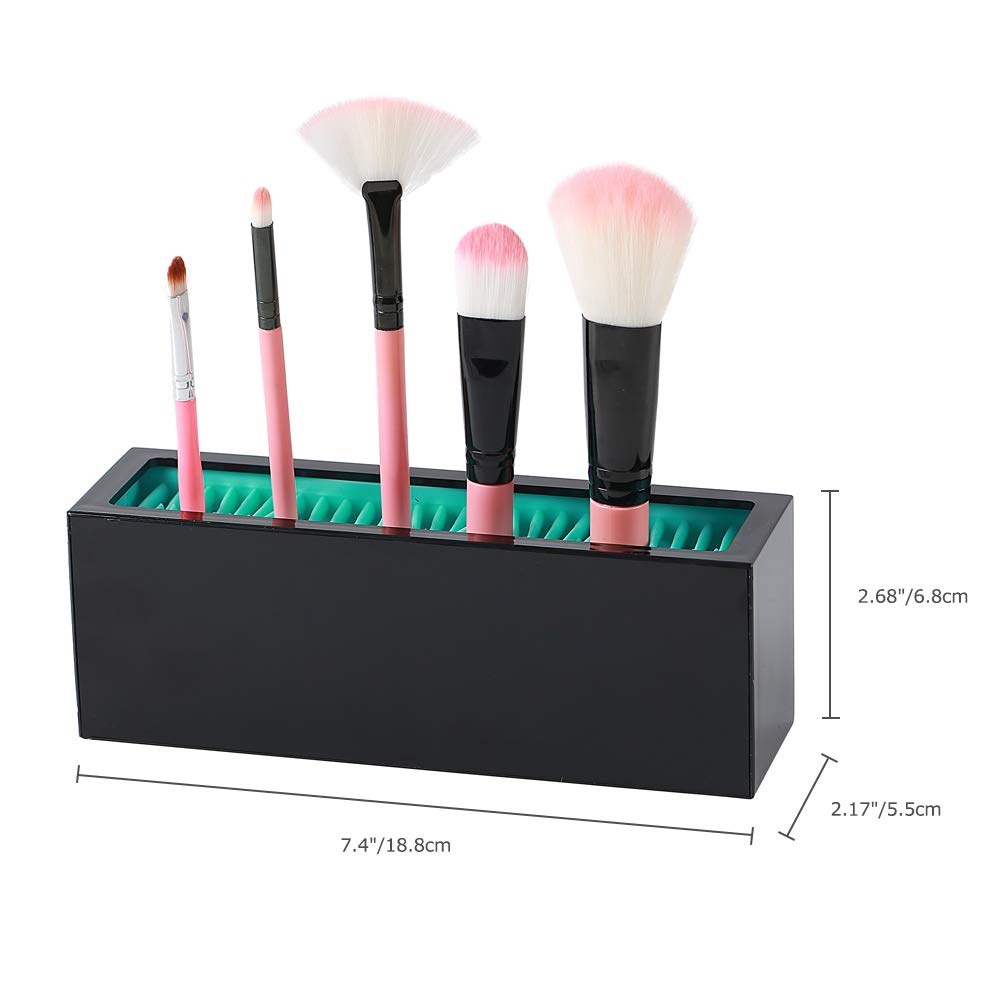 Jamend Clxp Makeup Brushes Holder Organizer, Silicone Vanity Air Drying Rack Display Storage for Brush, Eyeliners and More, Practical Cosmetic Tools Container (Pink-White)