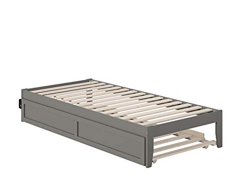 AFI, Colorado Bed with USB Turbo Charger and Twin Extra Long Trundle, Twin Extra Long, Grey