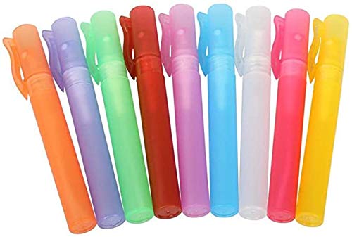 10ml Pen Clip Fine Mist,10 Pcs Plastic Frosted Atomizer Vials Empty Portable Refillable Pump Spray Bottle Perfume hand Sample Tube Travel Makeup Container (Color Random)