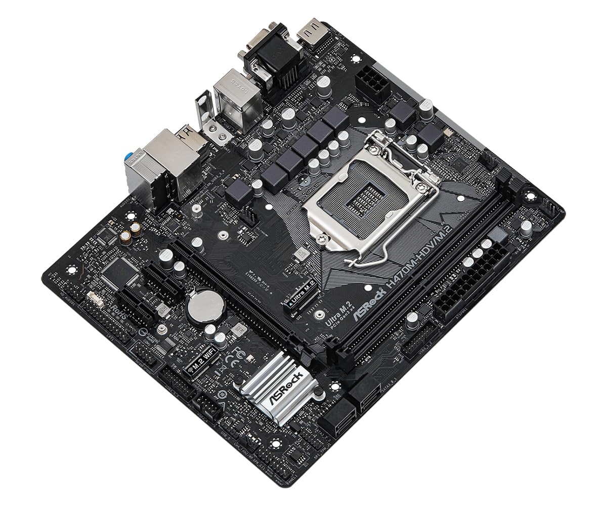 ASRock LGA 1200 Intel H470 SATA 6Gb/s Micro ATX Intel Motherboard Model H470M-HDV/M.2