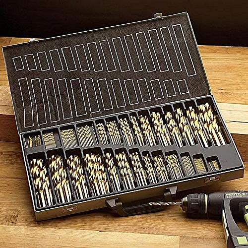 230 Piece Titanium Drill Bit Set - Multiples of Each of The 27 Sizes from 3/64" up to 1/2 Inch -Coated HSS