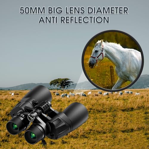 10-30x50 Zoom Binoculars for Adults, High Powered Military Binoculars for Bird Watching Traveling Hunting Concerts with Large View,BAK4,FMC Lens,Clear Low Light Vision at Night