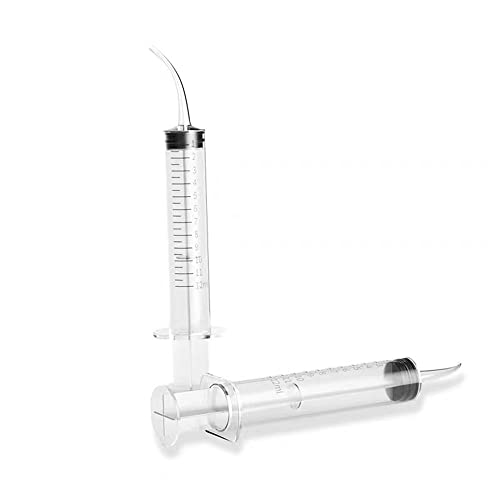 10 Pack Dental Syringes with Curved Tip Disposable Gradient Dental Irrigation Syringes for Oral Dental Care, Tonsil Stone Removal, Laboratory, Feeding Small Pets Curved Measurable