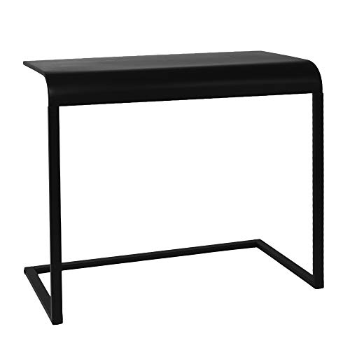 American Art Decor Black Mobile, Portable, & Compact Home Office C-Shaped Desk