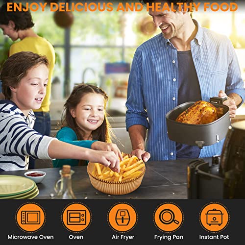 100 PCS Air Fryer Disposable Paper Liners, Maiqufa® Oil-Proof Water-Proof Parchment Round Paper Liners, for Baking Cooking Grilling Frying and Roasting Microwave(6.3in)