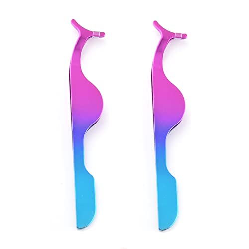 2pcs Eyelash Applicator Tool Eyelash Tweezers Lash Tool for False Lashes Lash Tools for Eyelash Extensions Fake Eyelash Applicator Lashes Clip Eyelash Tweezer Set