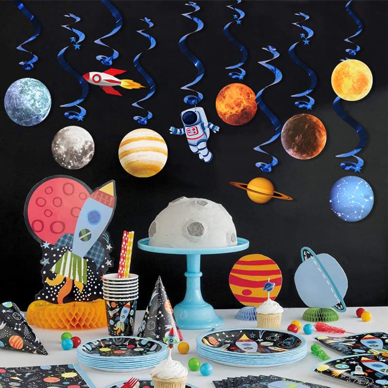 10PCS Solar System Hanging Swirl Decorations Space Party Decorations Hanging Solar System Planet Party Supplies