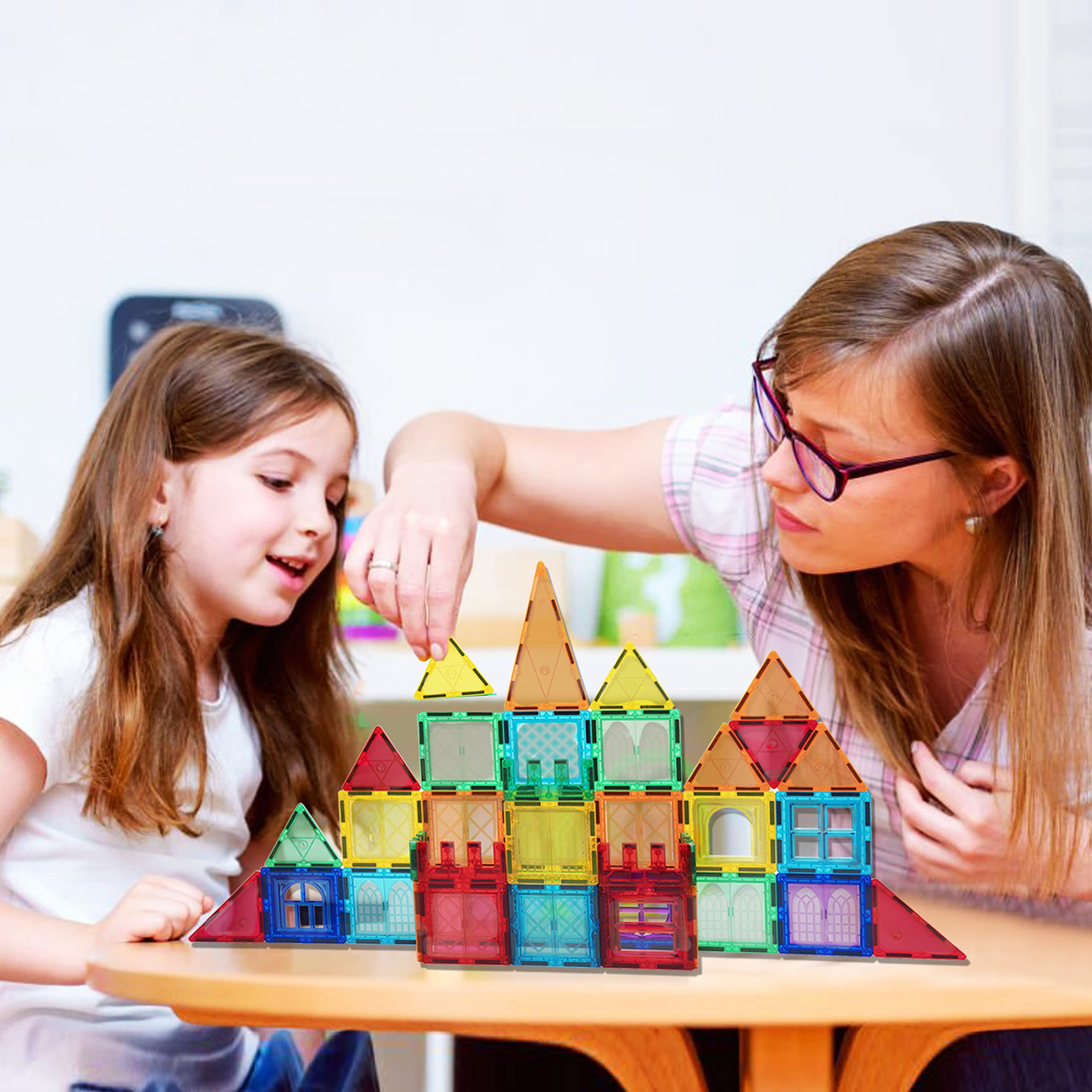 100 Piece Set 100pcs Magnetic Tiles. Magnet Building Tiles Clear Magnetic 3D Building Blocks Construction Playboards - Inspirational, Recreational, Educational (Magnetic Tiles)