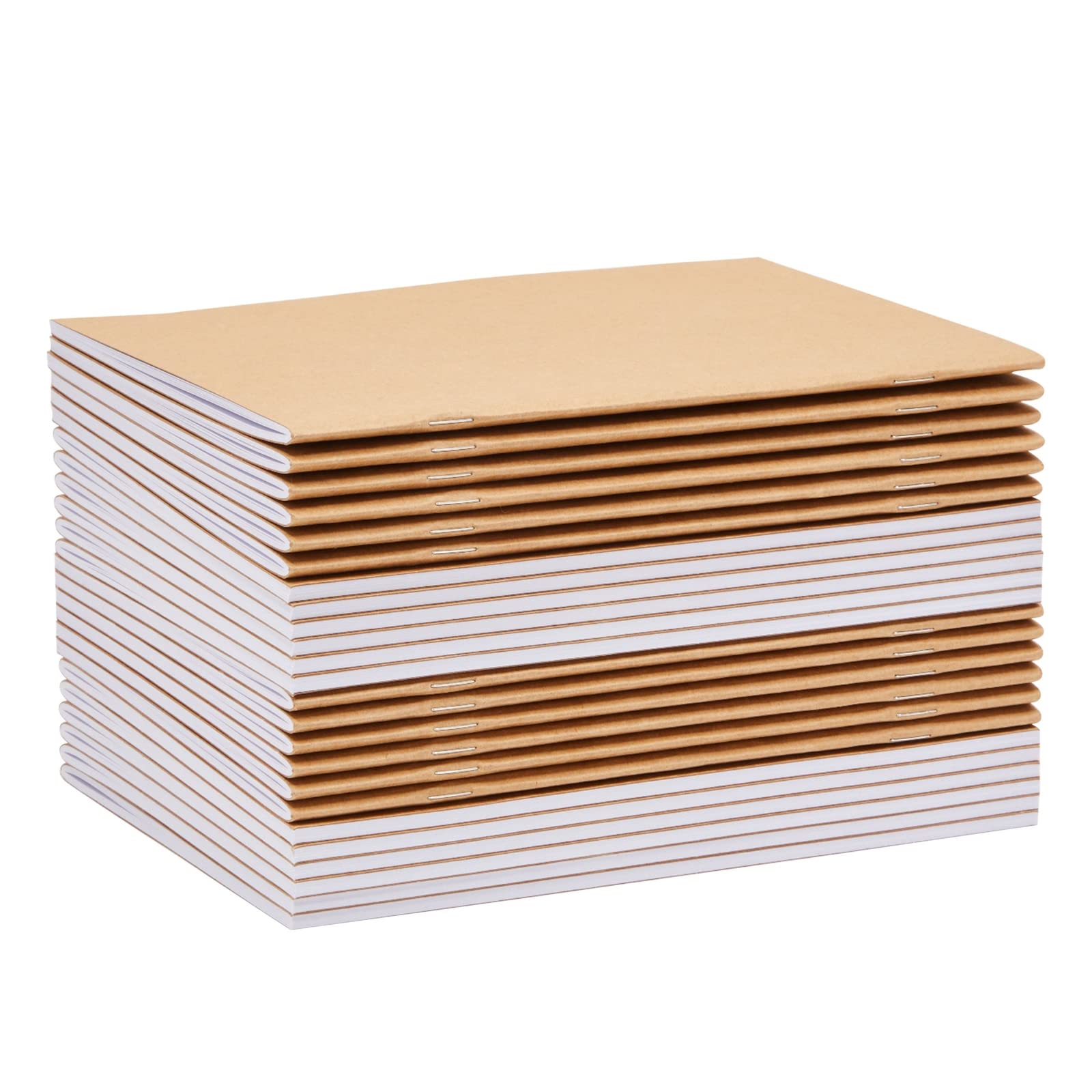 24 Pack A5 Kraft Paper Blank Journals Bulk Set, 5.5x8.5 Inch Notebooks for Kids, Drawing, Sketchbook, School Notes, Writing Stories, Travelers (Brown)