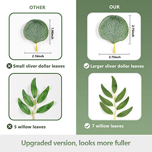 10 Pcs 6.2 Feet Artificial Silver Dollar Eucalyptus Leaves Garland with Willow Vines Twigs Leaves String for Doorways Greenery Garland Table Runner Garland Indoor Outdoor.…