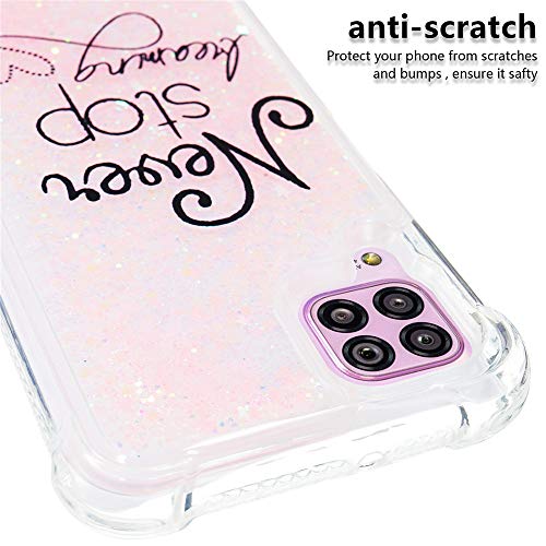 Asdsinfor Huawei P40 Lite Case Fashion Shiny Transparent Soft TPU Creative Cartoon Cute Quicksand with Shiny Flowing Liquid Cover for Huawei P40 Lite Never Stop YB-LS