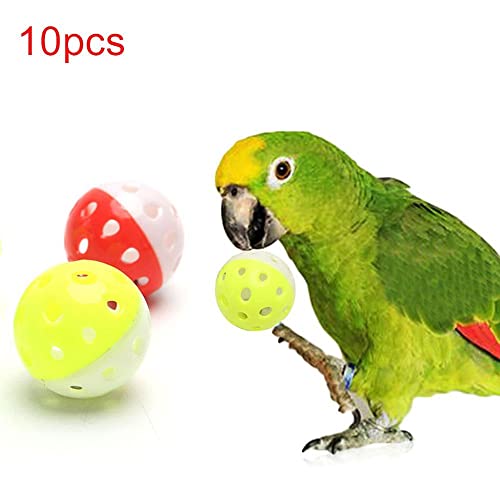 10pcs Hollow Rolling Bell Ball Plastic Parrot Cat Kitten Toy Bird Toy for Parakeet Cockatiel Parrot Chew Cage Fun Toys
