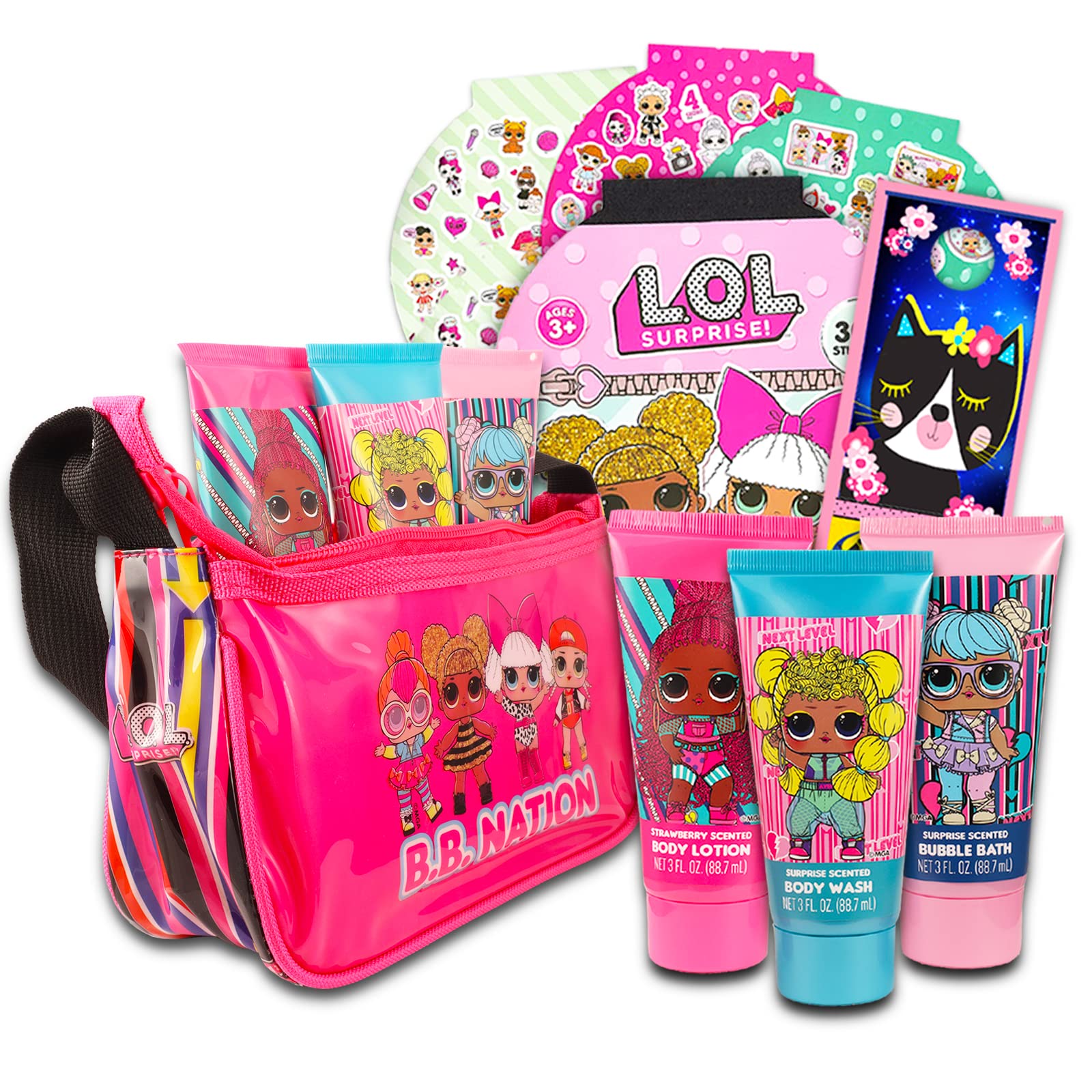 L O L Dolls Bathroom Set for Kids, Toddlers - 5 Pc LOL Accessories Bundle with Body Wash, Shampoo, Bubble Bath, and More (LOL Dolls Bath Toys for Girls)