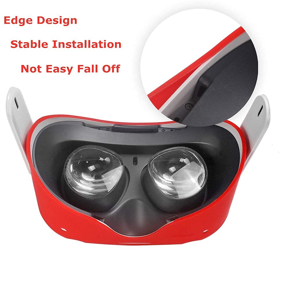2 VR Shell Front Face Protector Cover, VR Headset Protective Skin, Anti Scratch, Anti Dust, Anti Shock, Front Lace Cover Protects Glasses and All Ports(Blue)