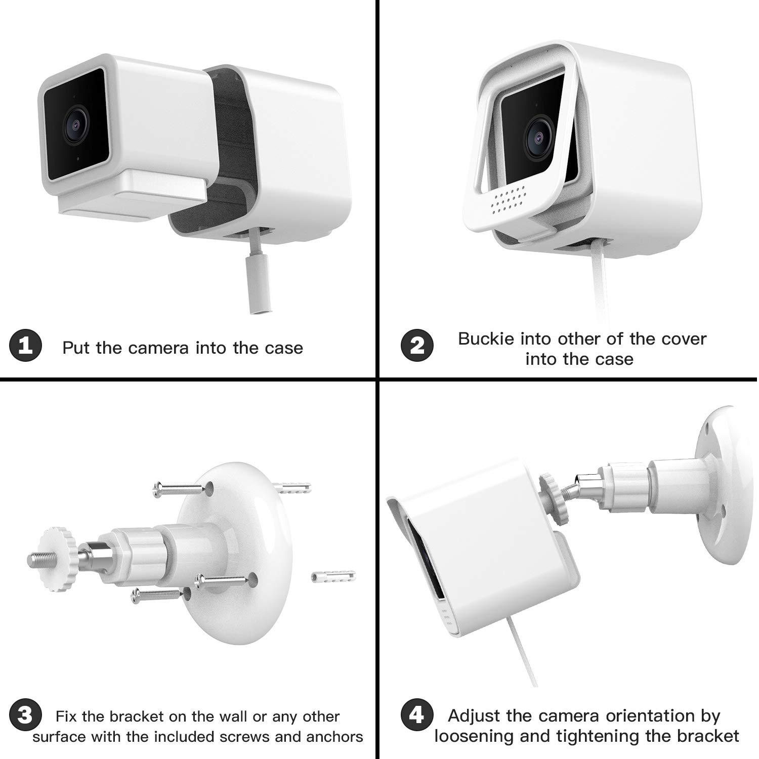 3-Pack Wall Mount Bracke and Housing for Wyze Cam V3 and V3 Pro Camera, wyze v3 Cover Indoor/Outdoor Video Security Accessories,Sun Protection Protective Shell and Adjustable Wall Mounting Brackets