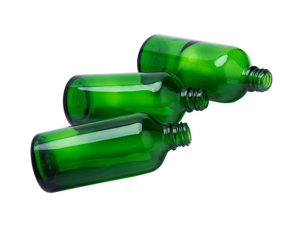 3PCS 100ML (3.34oz) 3 Ounce Green Glass Bottles Empty Refill Dropper Bottles Jars With Glass Eye Droppers For Cosmetics Essential Oils Chemistry Lab Chemicals Colognes perfumes