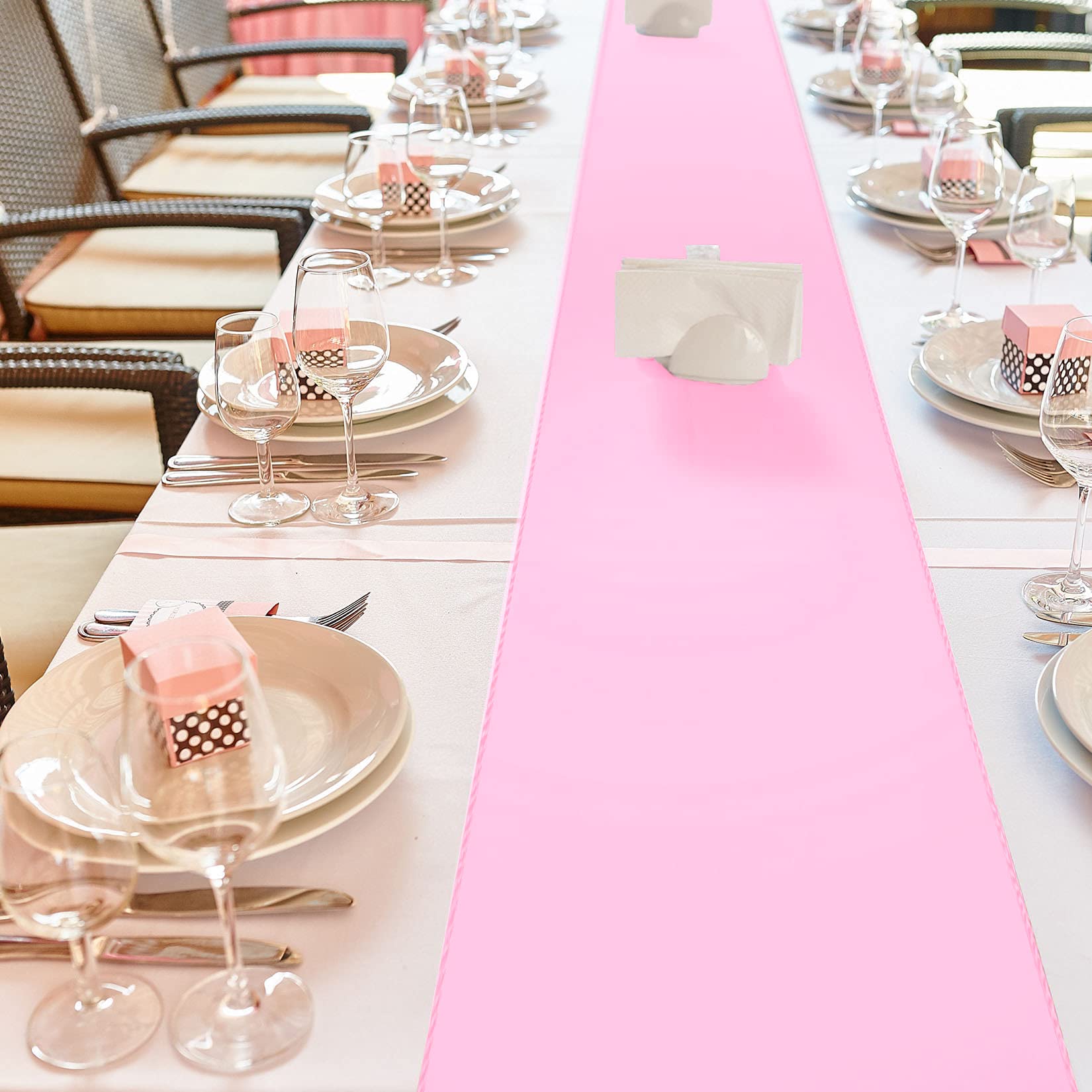 12 Pack Pink Satin Table Runner 12 x 108 Inch Long Silk and Smooth Fabric Table Runner for Party Wedding Banquets Birthday Decorations