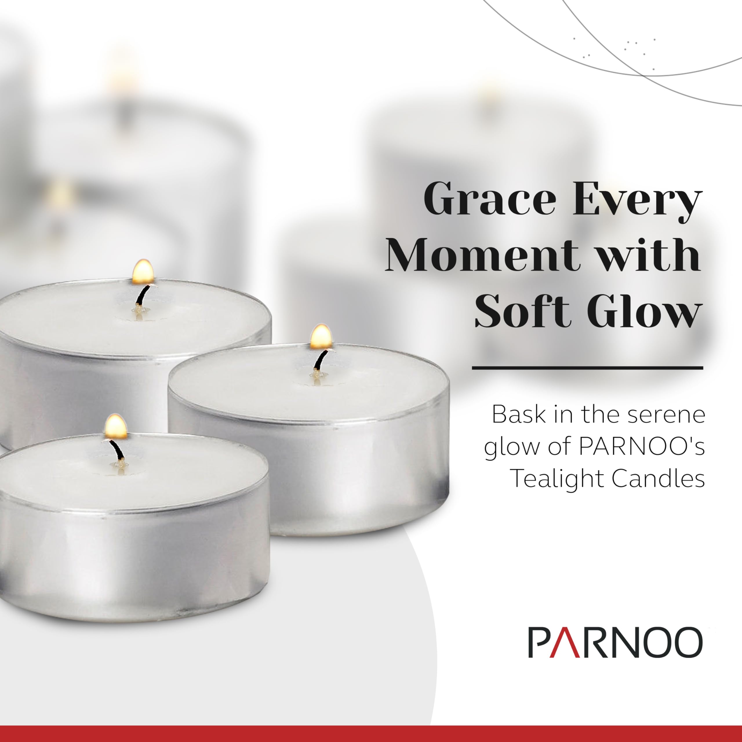 100 Pack Tealight Candles in Metal Cups - Clean, White Unscented Tealight Candles with 4.5 Hour Long Burning Time - Votive Candles Bulk for Romantic Dinner, Weddings, Spa & Hotels by PARNOO