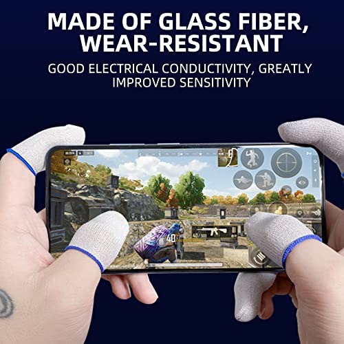 10 Piece Mobile Phone Gaming Finger Sleeves Finger Gloves Thumb Anti-Sweat Breathable Cool Finger Covers Glass Fiber for Mobile Game Touchscreen Finger for Phone Game PUBG