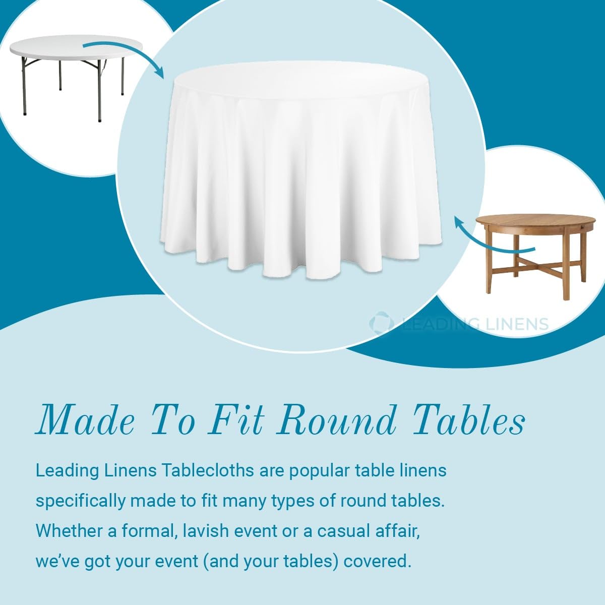 10-Pack 120-Inch Round White Polyester Tablecloths β Machine Washable, Durable, Wrinkle-Resistant Linens for 8-Foot Tables β Ideal for Weddings, Banquets, Restaurants, Parties