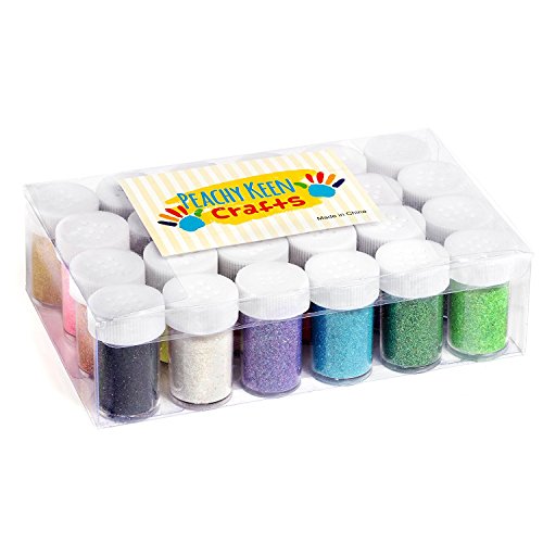 24 Pack Glitter Powder - Brightly Colored Loose Dust - Kids Fine Glitter Pack Shake Jars - Perfect for Holiday Crafting